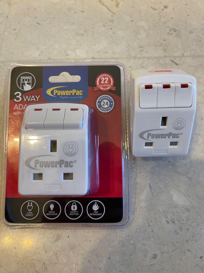 Powerpac 3 Way Adapter with Switch, TV & Home Appliances, Electrical ...
