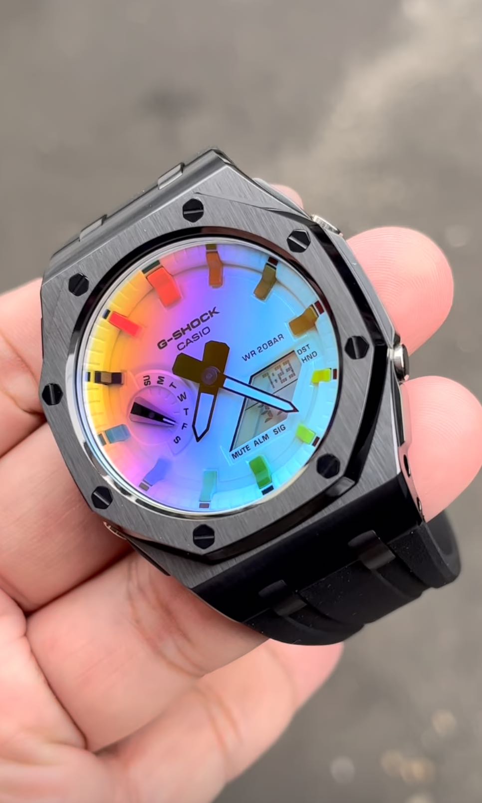 rainbow mod custom hologram Gshock custom ga2100 ga2110, Men's Fashion ...