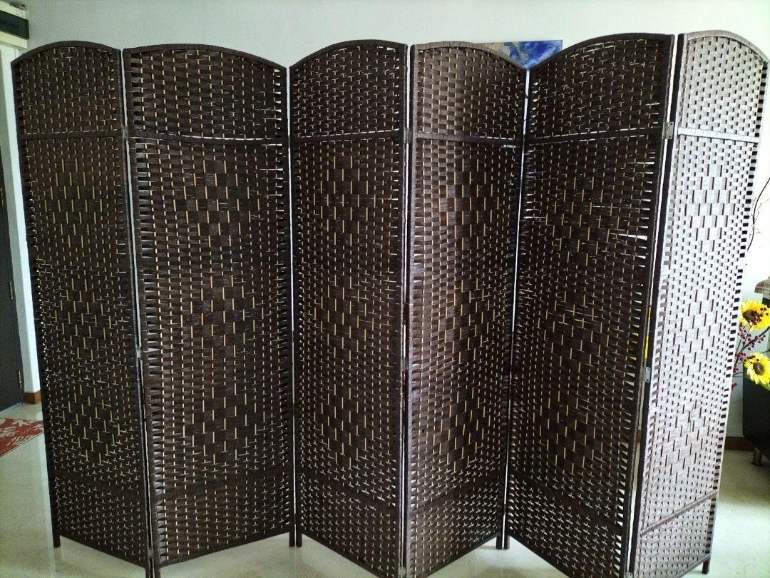 Rattan Partitions (6 panels) with 6 Roller Stands, Furniture & Home ...