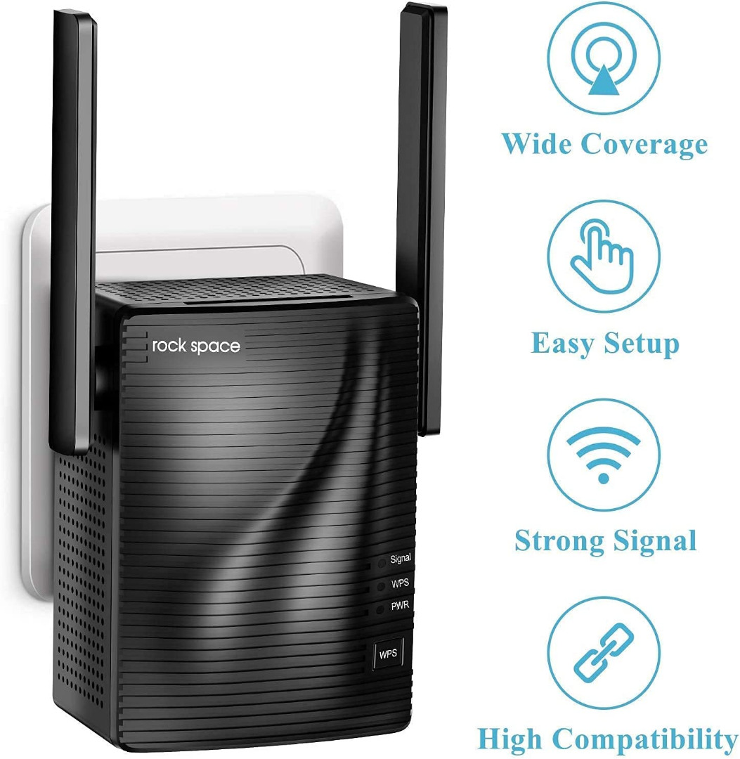 Rockspace AC1200 WiFi Range Extender,1200Mbps Dual Band WiFi booster,2 ...