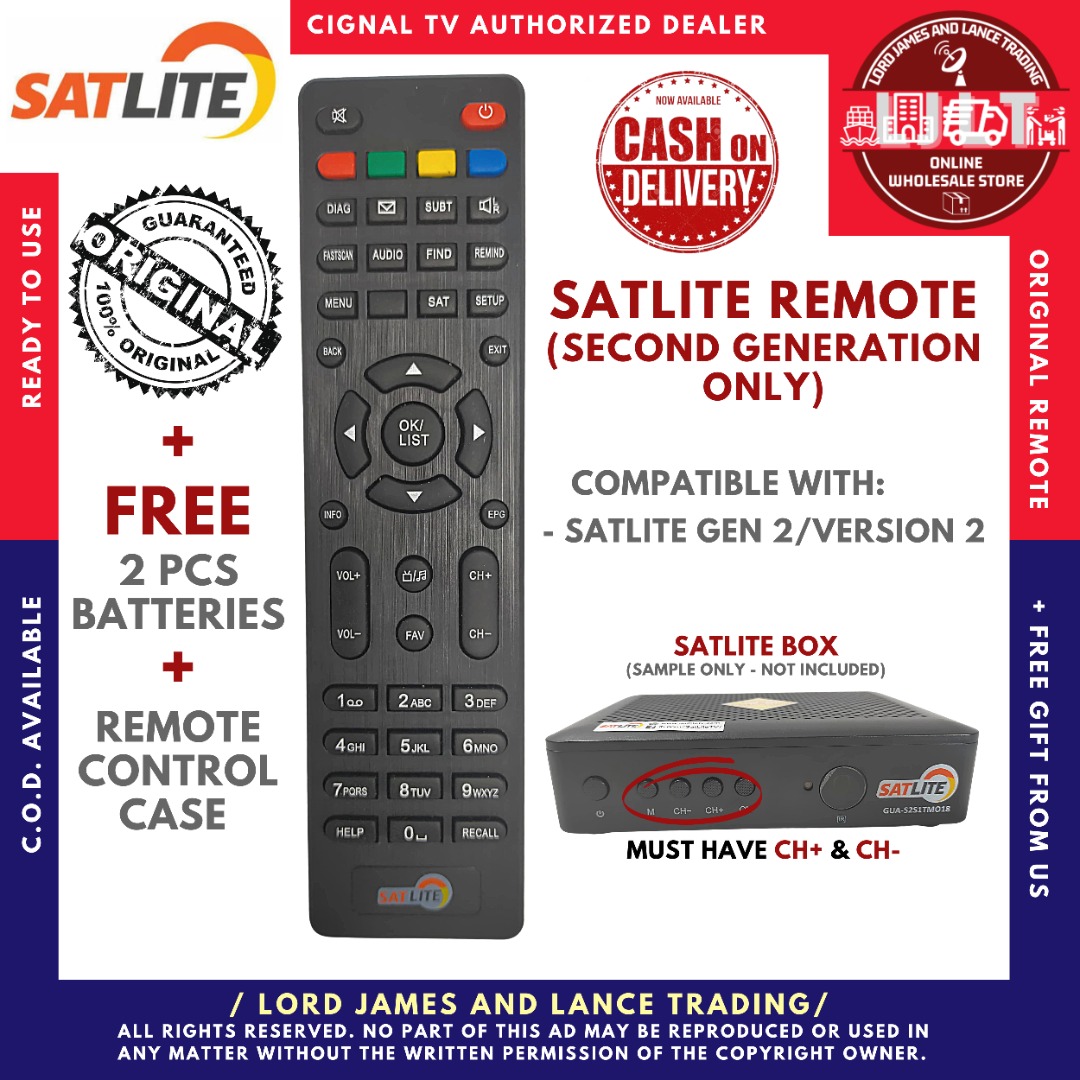 SATLITE Second Generation / Version 2 Remote + FREE Remote Case, TV ...