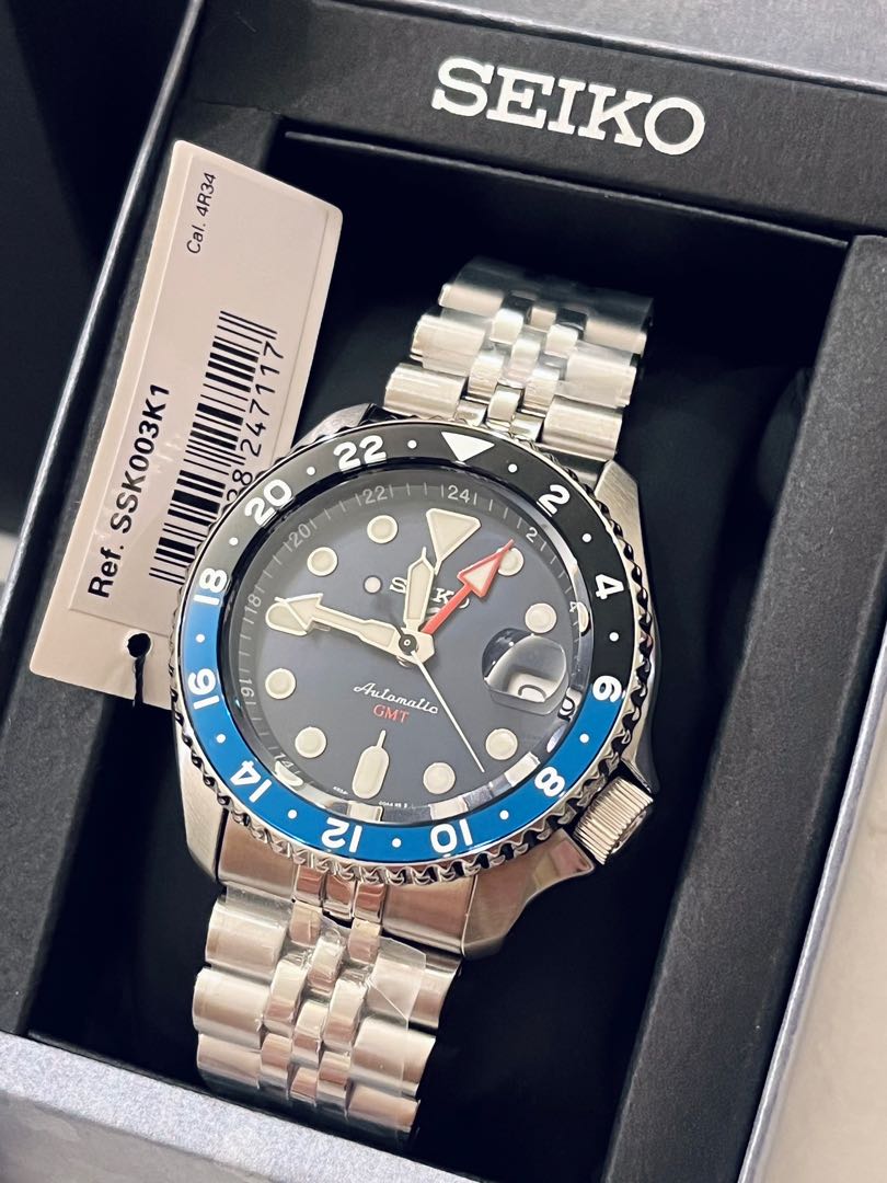 SEIKO WATCH 最新5 SPORTS GMT SSK003K1 三地時間BATMAN BLUEBERRY 精工藍黑面水鬼自動機械腕錶 ...
