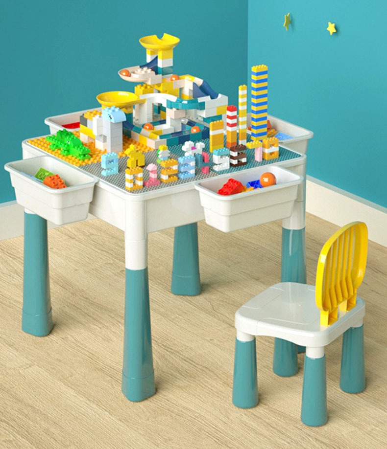 SG Delivery 5 In 1 Block Toy Table- Building Block Game Table, Study ...