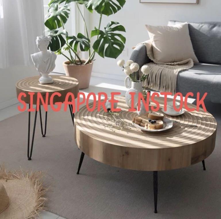 SG READY STOCK Nordic wood coffee table living room simple modern small ...