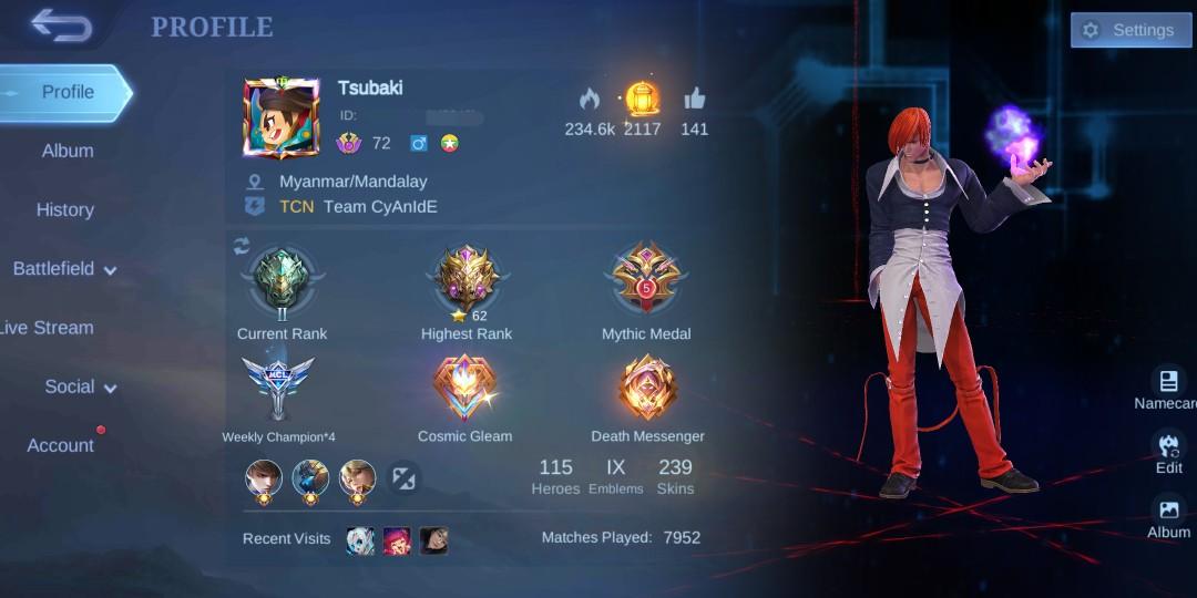 Skin 239, Gusion Legend x 5 Collector x 3 KOF x 3 Saniro x 2 Aspirant x ...