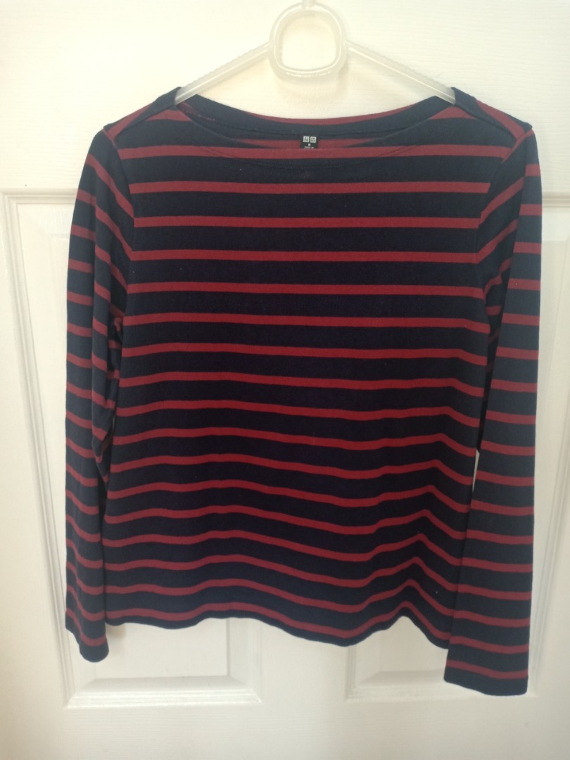 Uniqlo Blue and Red Stripes Long-sleeved Top (Pre-loved), Women's ...