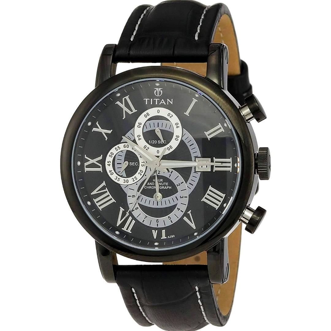 Titan Classique Chronograph Black Dial Men's Watch (50m water resistant ...