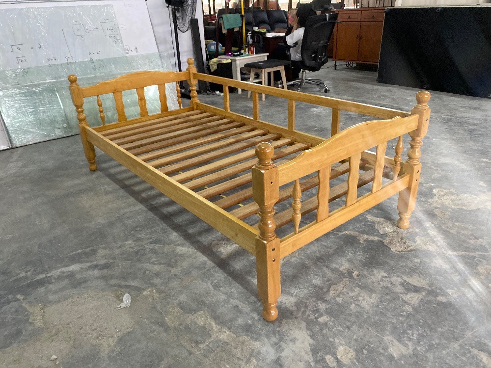 Wooden Single Size Bed Frame Light Brown Colour / Rangka Katil Saiz ...