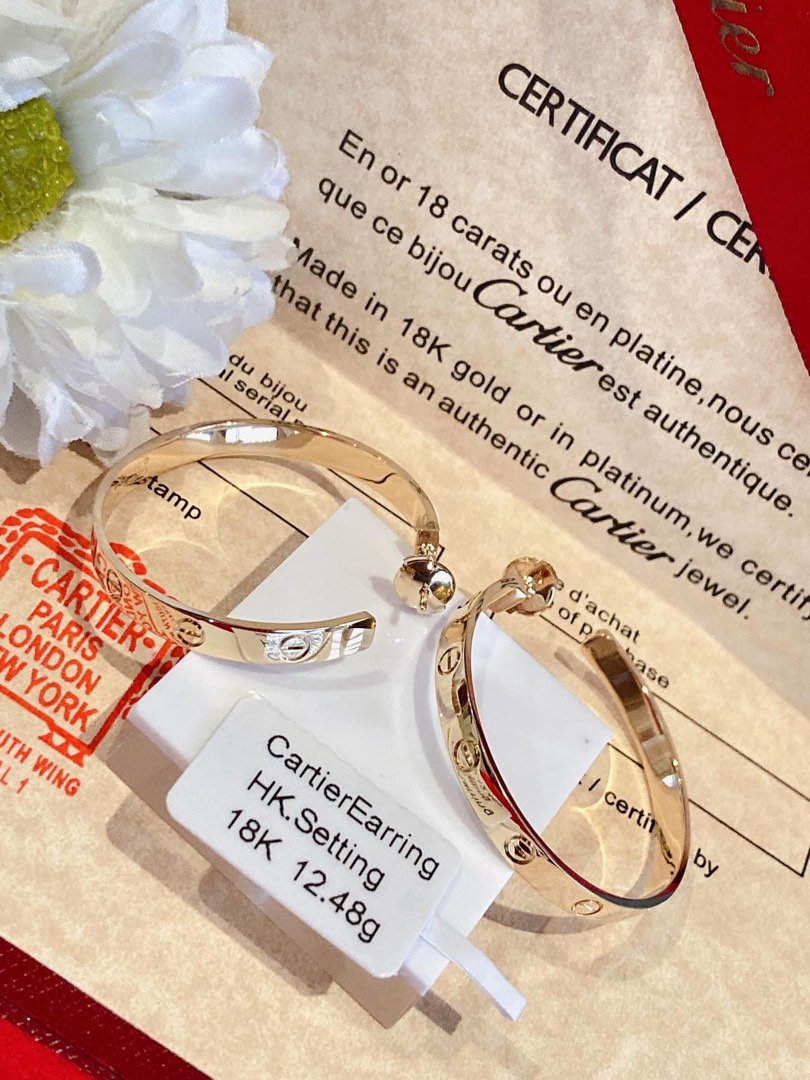 12.48 grams 18K HK setting cartier Loop earring, Women's Fashion ...