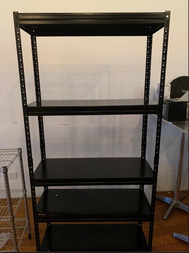 2 Tall Black Metal Shelf/Rack/Display Rack, Furniture & Home Living ...