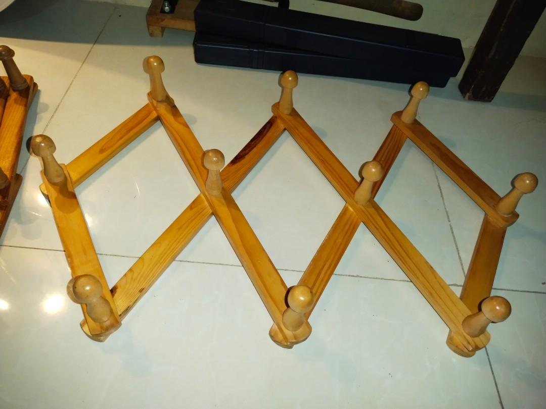 Accordion wood wall peg rack, Furniture & Home Living, Home Improvement ...
