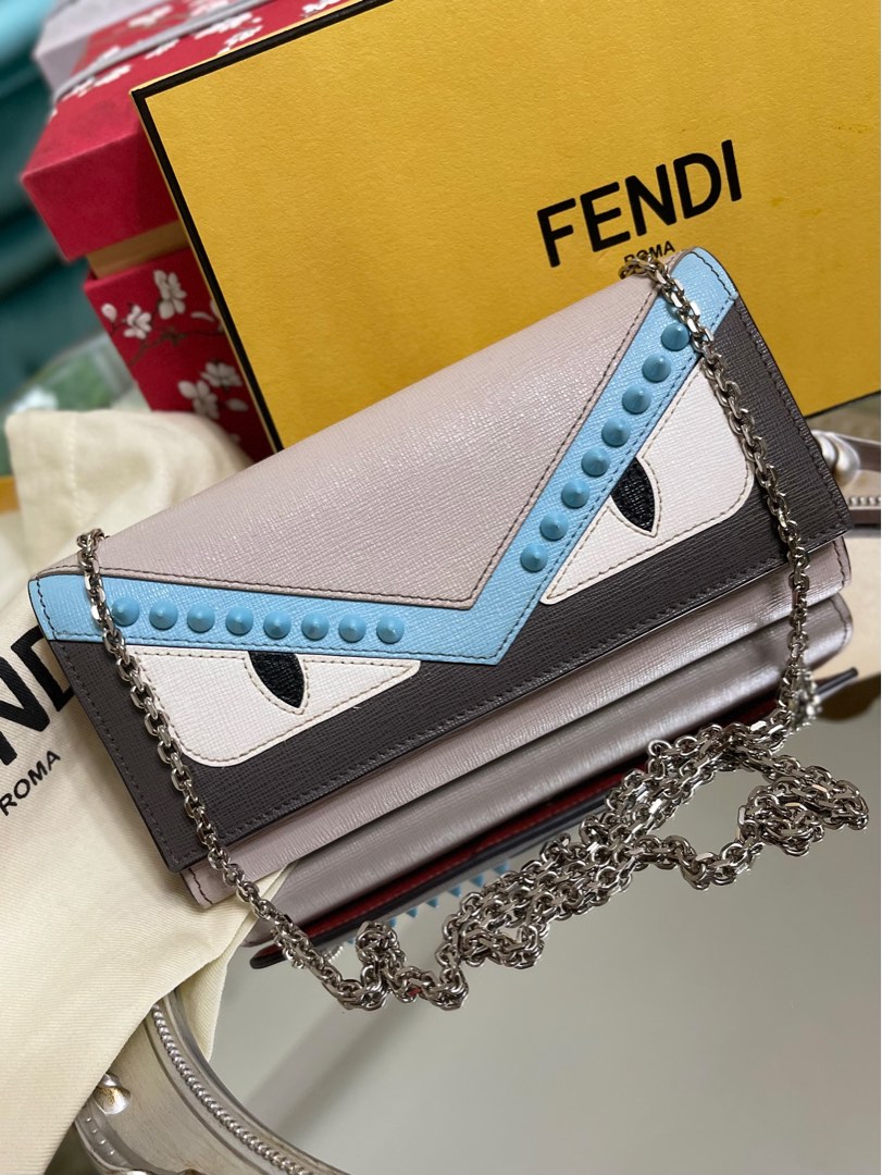 Authentic Fendi Roma Monster Flap Wallet on Chain WOC, Luxury, Bags ...