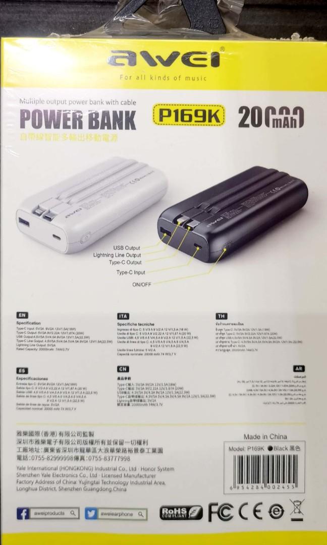 Awei P169k 20000mah, Mobile Phones & Gadgets, Mobile & Gadget ...