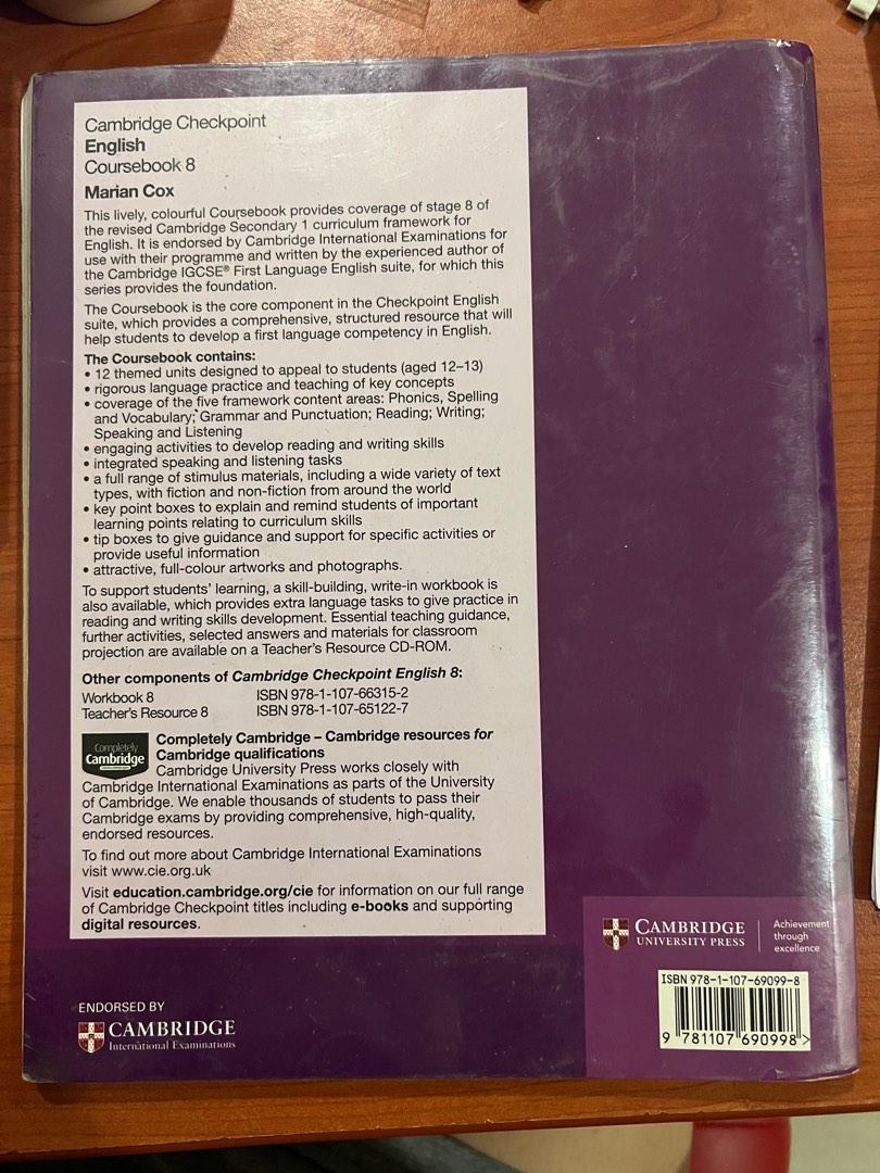 Cambridge Checkpoint English Coursebook 8, Hobbies & Toys, Books ...