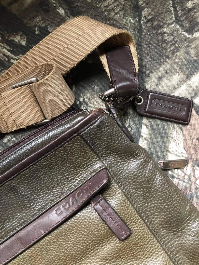 Coach Army Green, Men's Fashion, Bags, Sling Bags on Carousell