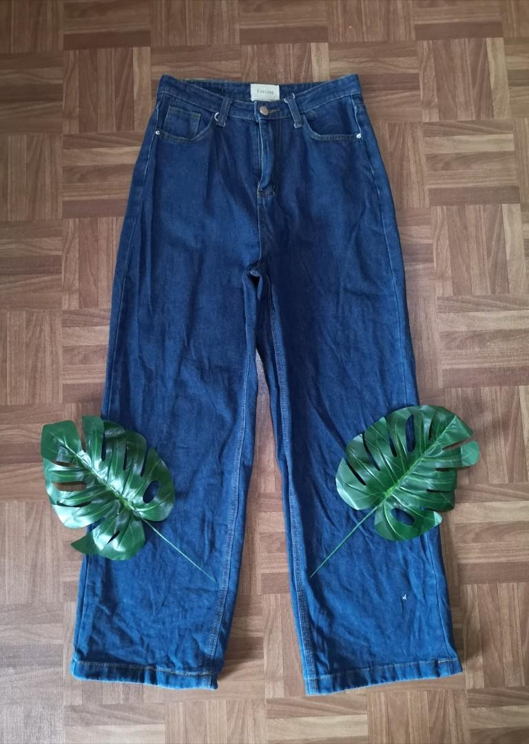 Denim squarepants 2, Women's Fashion, Bottoms, Jeans on Carousell