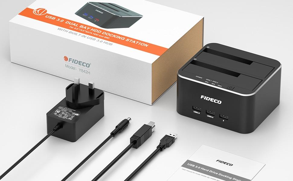 FIDECO Aluminum Hard Drive Docking Station, USB 3.0 Docking Station for 2.5 and 3.5 inch SATA ...