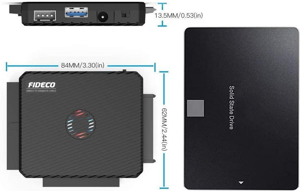 FIDECO SATA/IDE to USB 3.0 Adapter, Hard Drive Adapter Cable Converter for Universal 2.5/3.5 ...