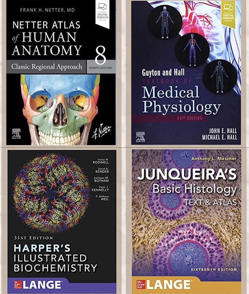 First Year Med books (latest edition) - Moore, Guyton, Netter, Harper ...