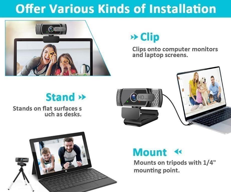 H2188 Eyonme W6 Webcam HD 1080p Web Camera with Microphone USB PC ...