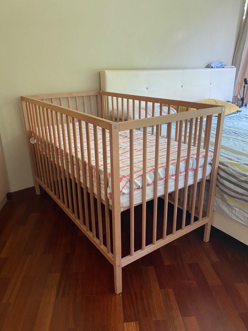Ikea baby cot with mattress, Babies & Kids, Baby Nursery & Kids Furniture, Cots & Cribs on Carousell