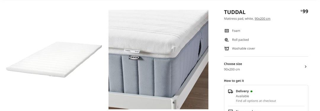 IKEA pricing $99 @ ikea TUDDAL Mattress pad, white, 90x200 cm ...