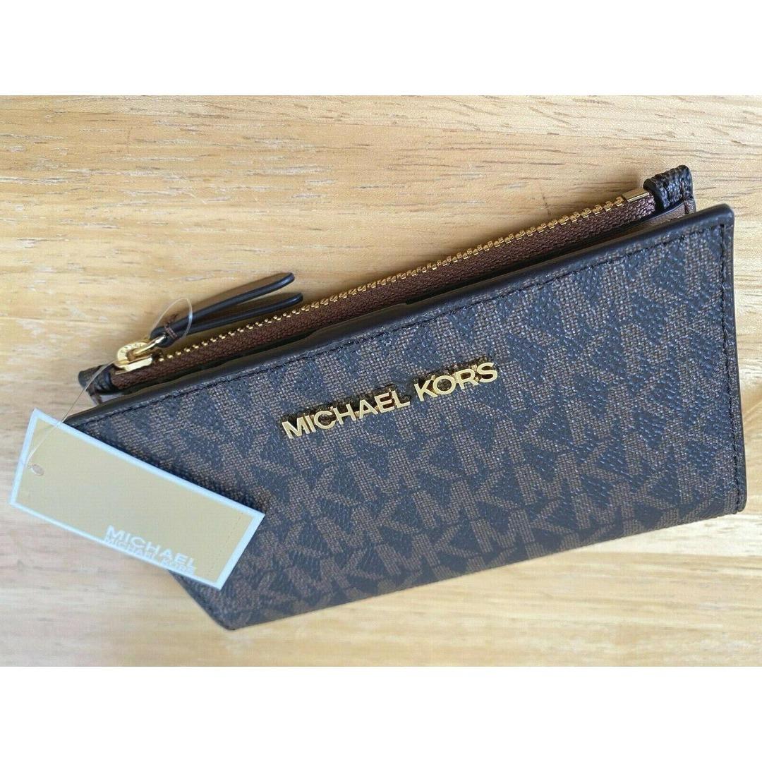 Michael Kors Jet Set Travel Card Case Wallet MK Signature, Women's ...