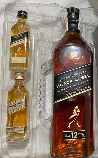 JOHNNIE WALKER 1L Black Label+ 2 miniature bottles of Gold, and Double ...