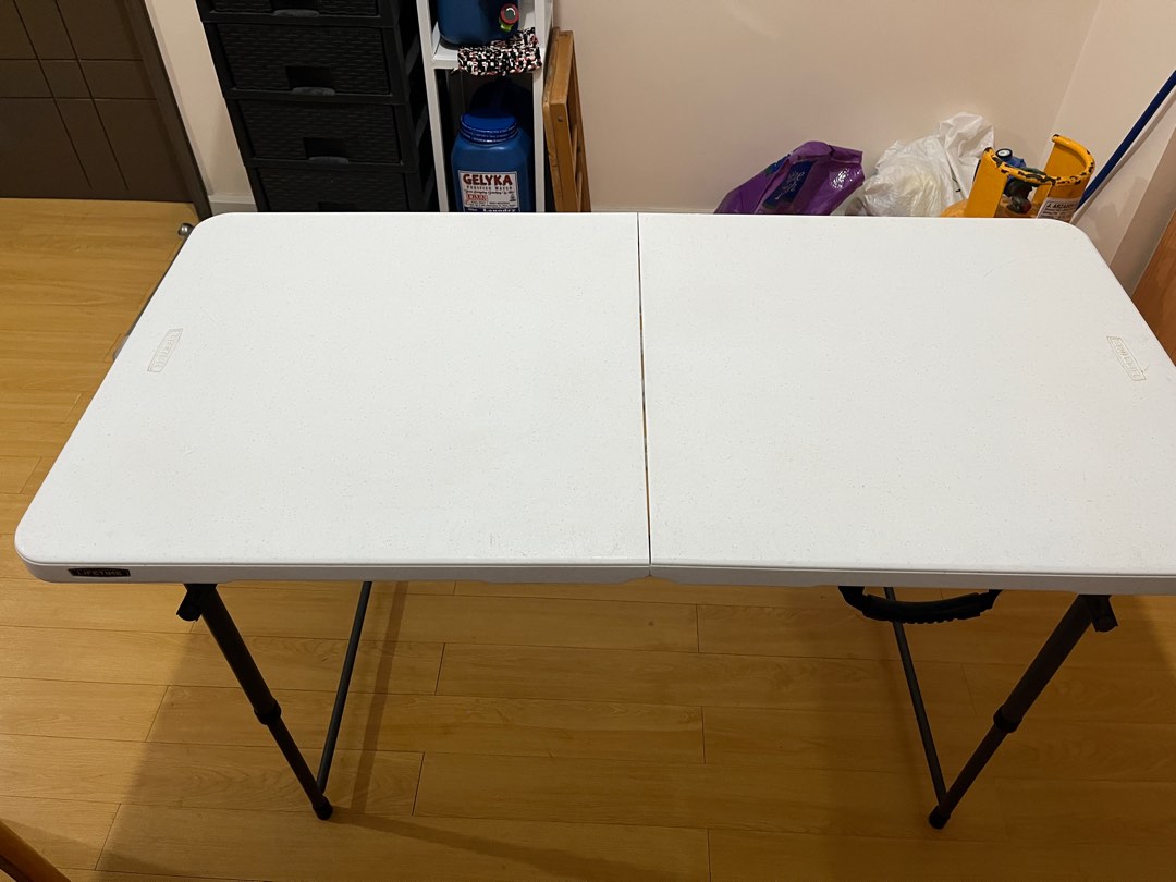 Lifetime 4ft fold-in-half table, Furniture & Home Living, Furniture ...