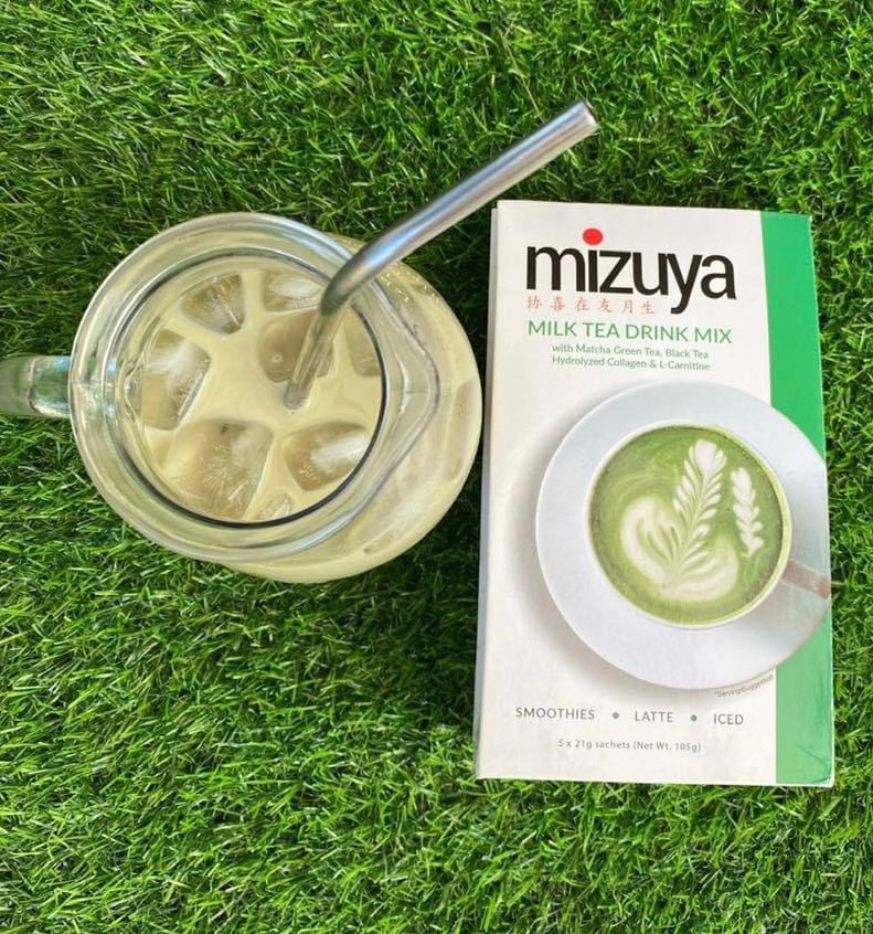 Matcha milk tea drink with collagen, Food & Drinks, Beverages on Carousell