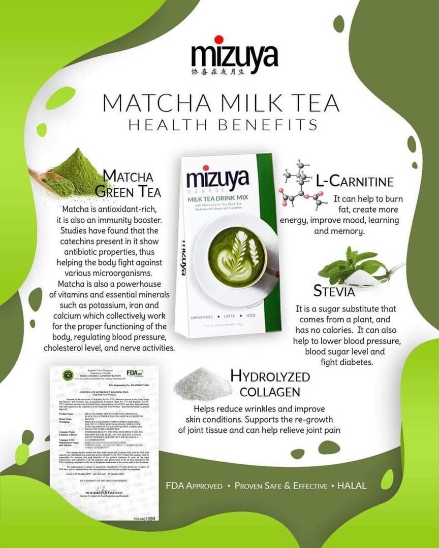 Matcha milk tea drink with collagen, Food & Drinks, Beverages on Carousell