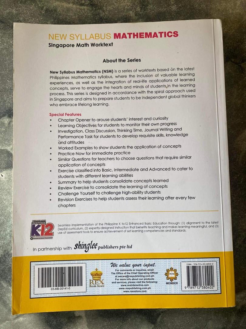 New Syllabus MATHEMATICS 8 (Singapore Math Worktext), Hobbies & Toys ...