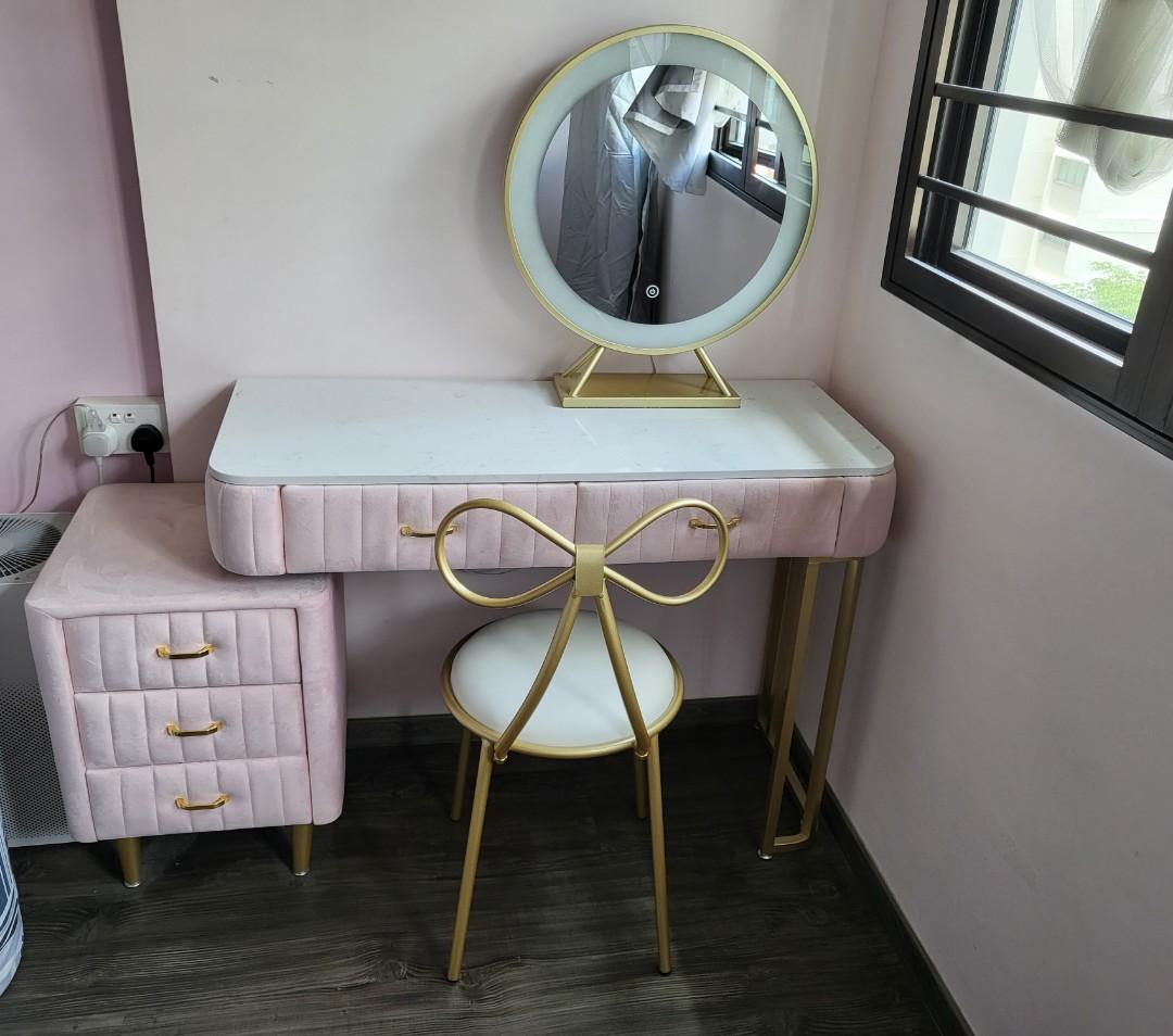 Nordic Vanity Table with chair, Furniture & Home Living, Furniture ...