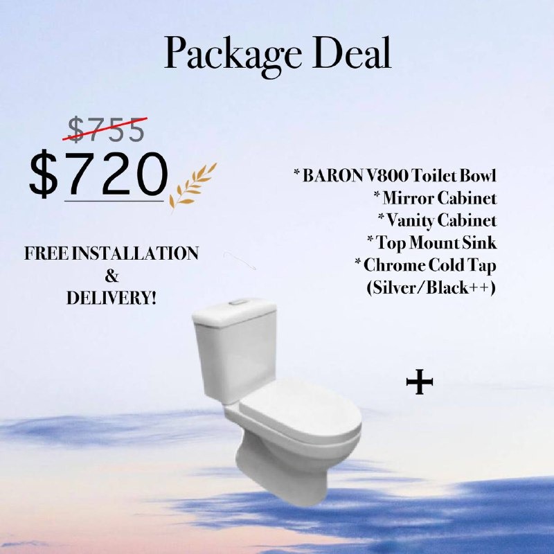 Package Deal | Top Mount Basin Cabinet & Baron V800 Toilet Bowl | FOC ...