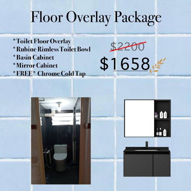 Package Deal | Wall/Toilet Floor Overlay + Basin Cabinet + Toilet Bowl ...