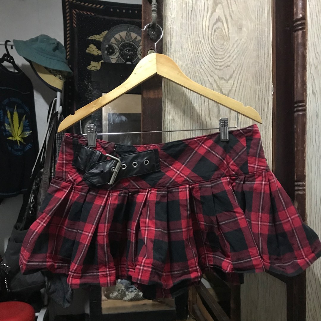 Plaid belted mini/micro gothic skirt, Women's Fashion, Bottoms, Skirts ...