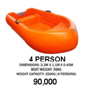 Plastic Rescue Boat 4 Person, Sports Equipment, Sports & Games, Water ...