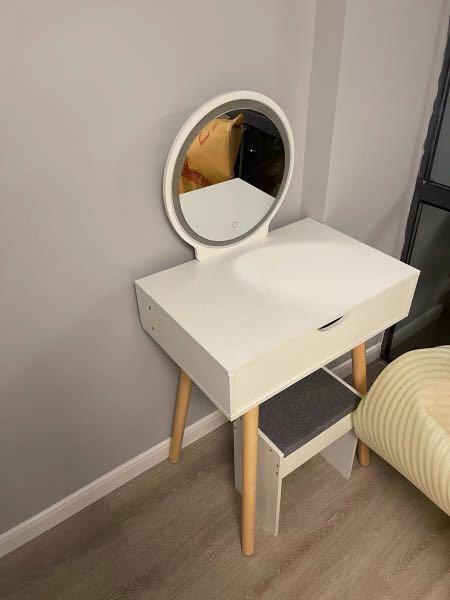[READY STOCK] 60cm dressing table with LED mirror, drawer & stool - 2 ...