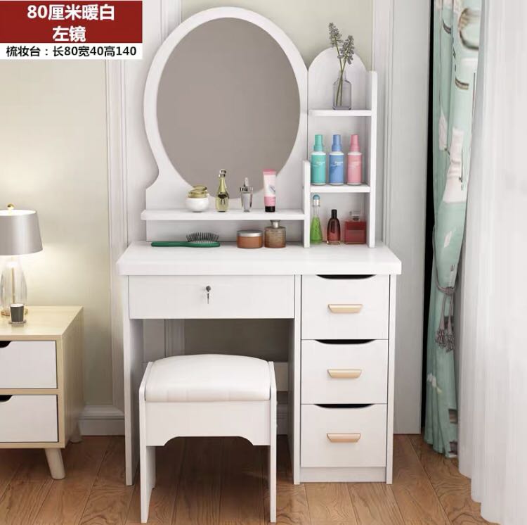 [READY STOCK] 80cm Dressing Table With Mirror & Stool, Furniture & Home ...