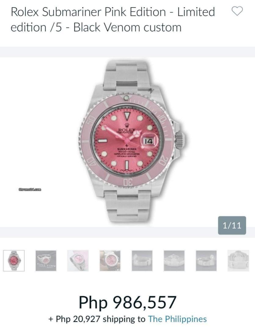 Rolex Submariner Pink Dial Limited Edition, Women's Fashion, Watches ...