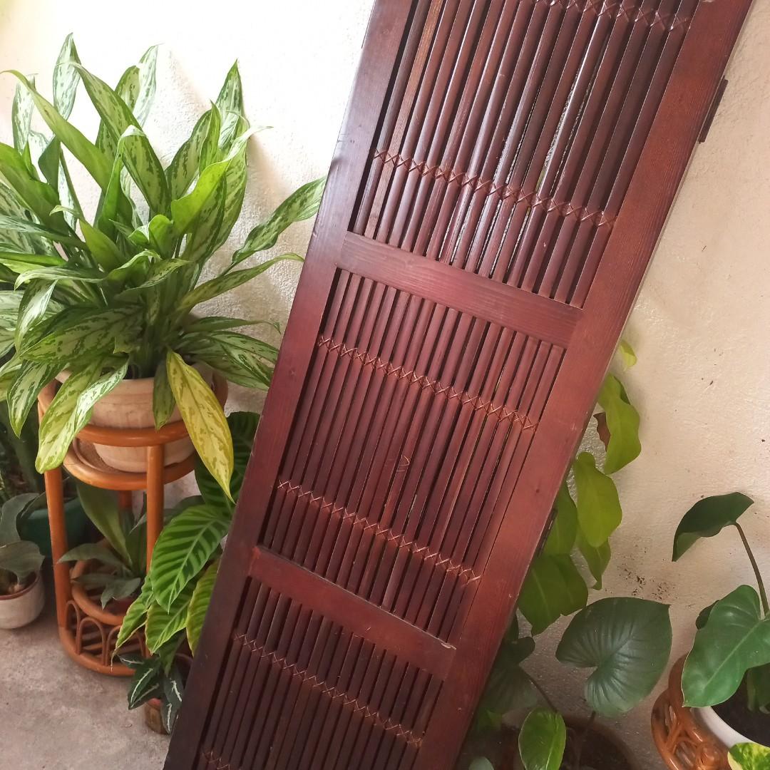 Rustic farmhouse bamboo rattan solid wood screen partition room divider ...