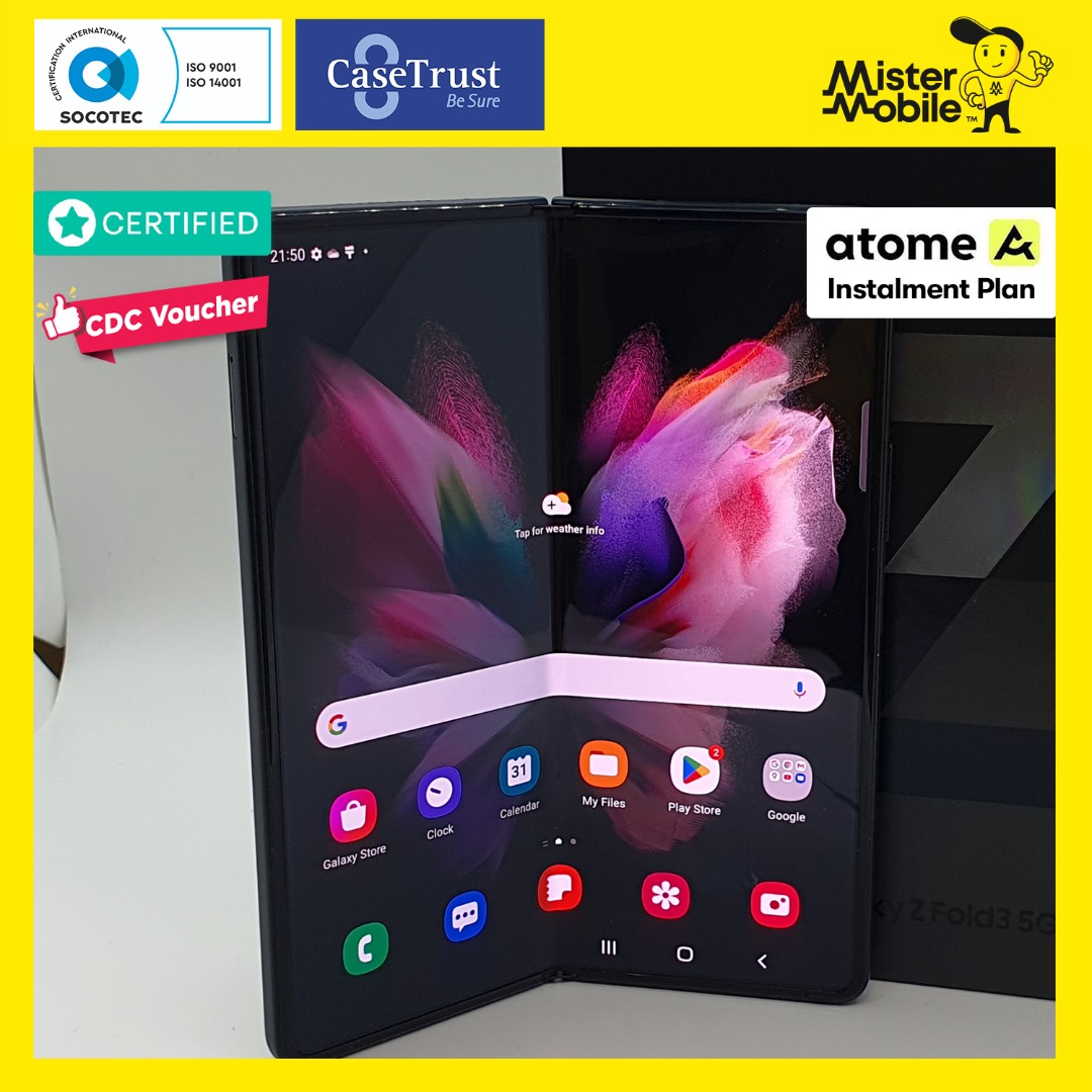 Samsung Galaxy Z Fold 3 5G 256 256GB Phantom Black Local Used Set ...