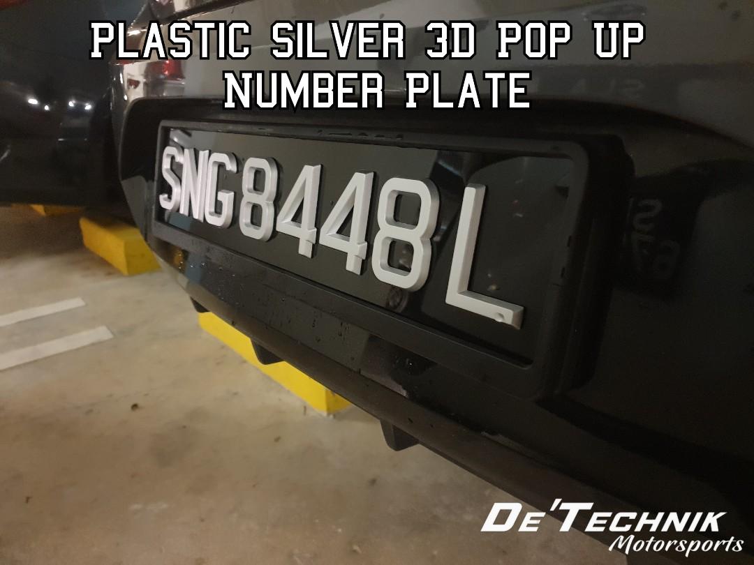 SILVER 3D Pop Up Number Plates *LTA Compliant*, Car Accessories, Car ...