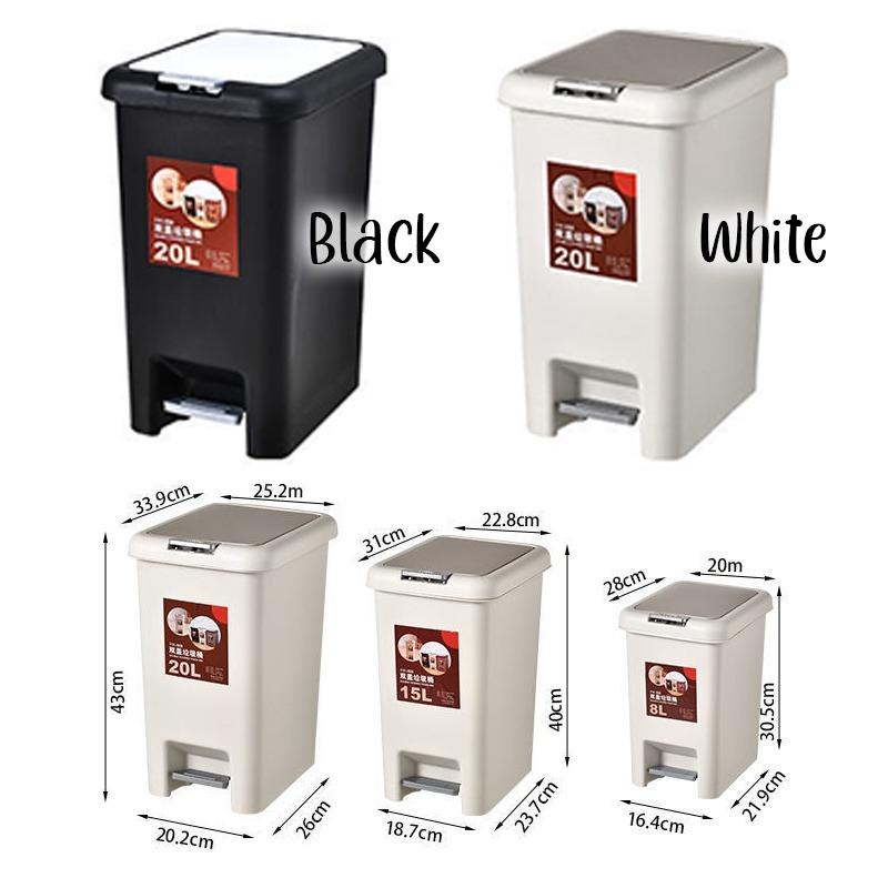 Step Pedal Bin 2 Ways Opening Trash Bin Rubbish Bin Waste Bin in 8L 15L ...