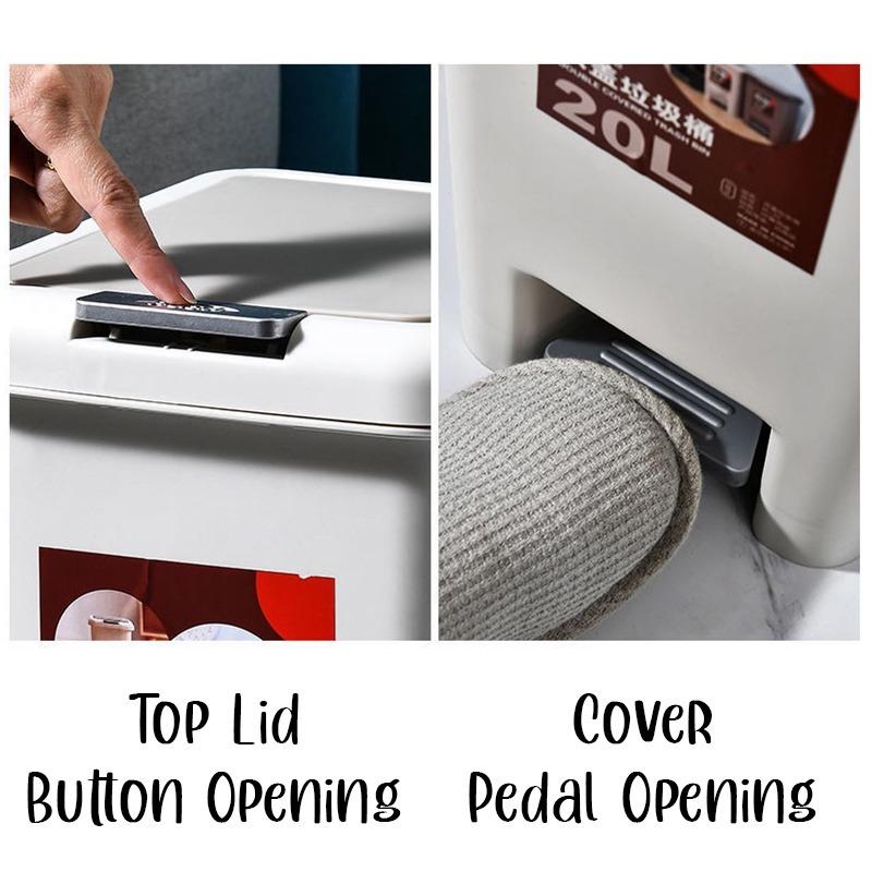 Step Pedal Bin 2 Ways Opening Trash Bin Rubbish Bin Waste Bin in 8L 15L ...