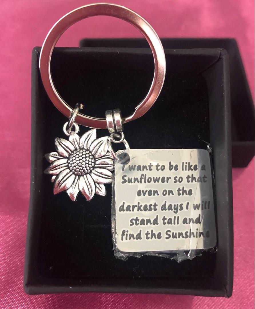 Sunflower Slogan stainless keychain, Everything Else, Others on Carousell