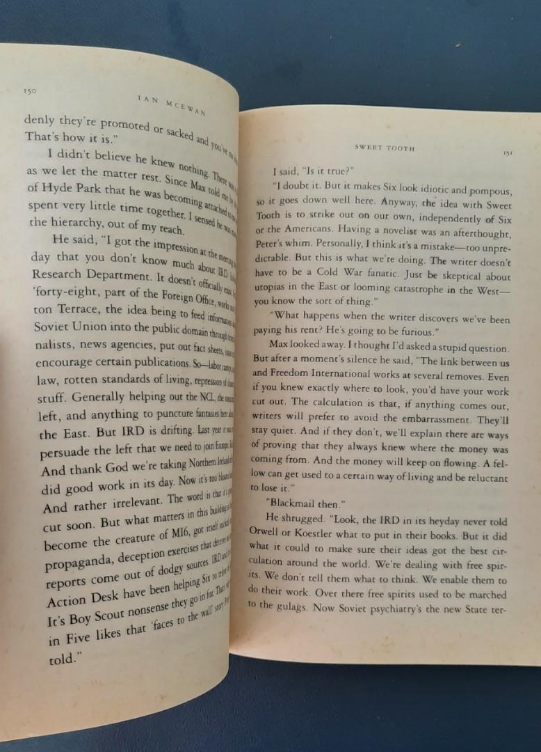 Sweet Tooth by Ian McEwan, Hobbies & Toys, Books & Magazines, Fiction ...
