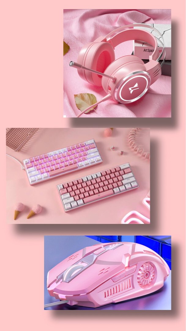 TAKE ALL Pink gaming devices// Redragon fizz in pink// noise ...
