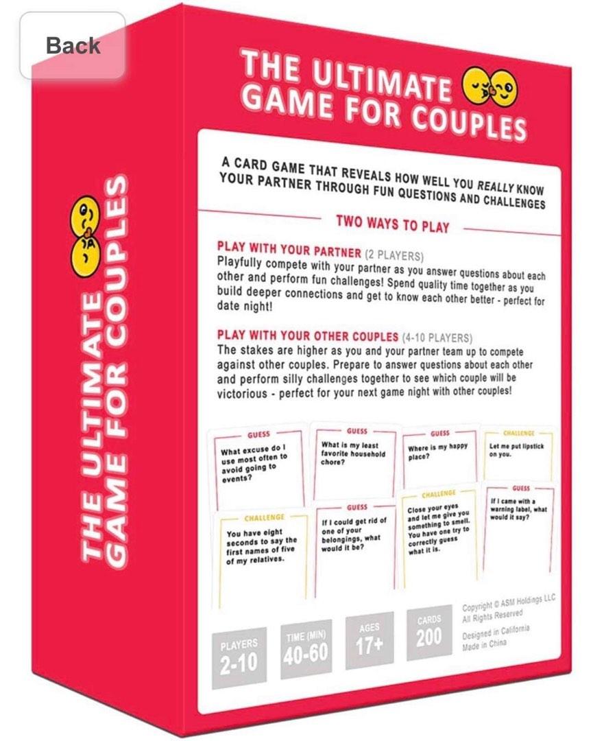 The Ultimate Game For Couples Card Games For Couples/Partner, Hobbies ...