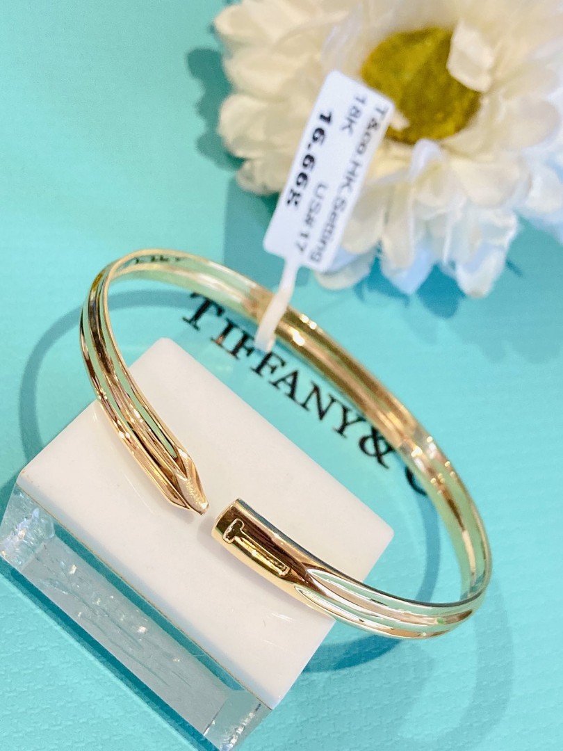 Tiffany Bangle 18k HK Setting, Women's Fashion, Jewelry & Organizers ...